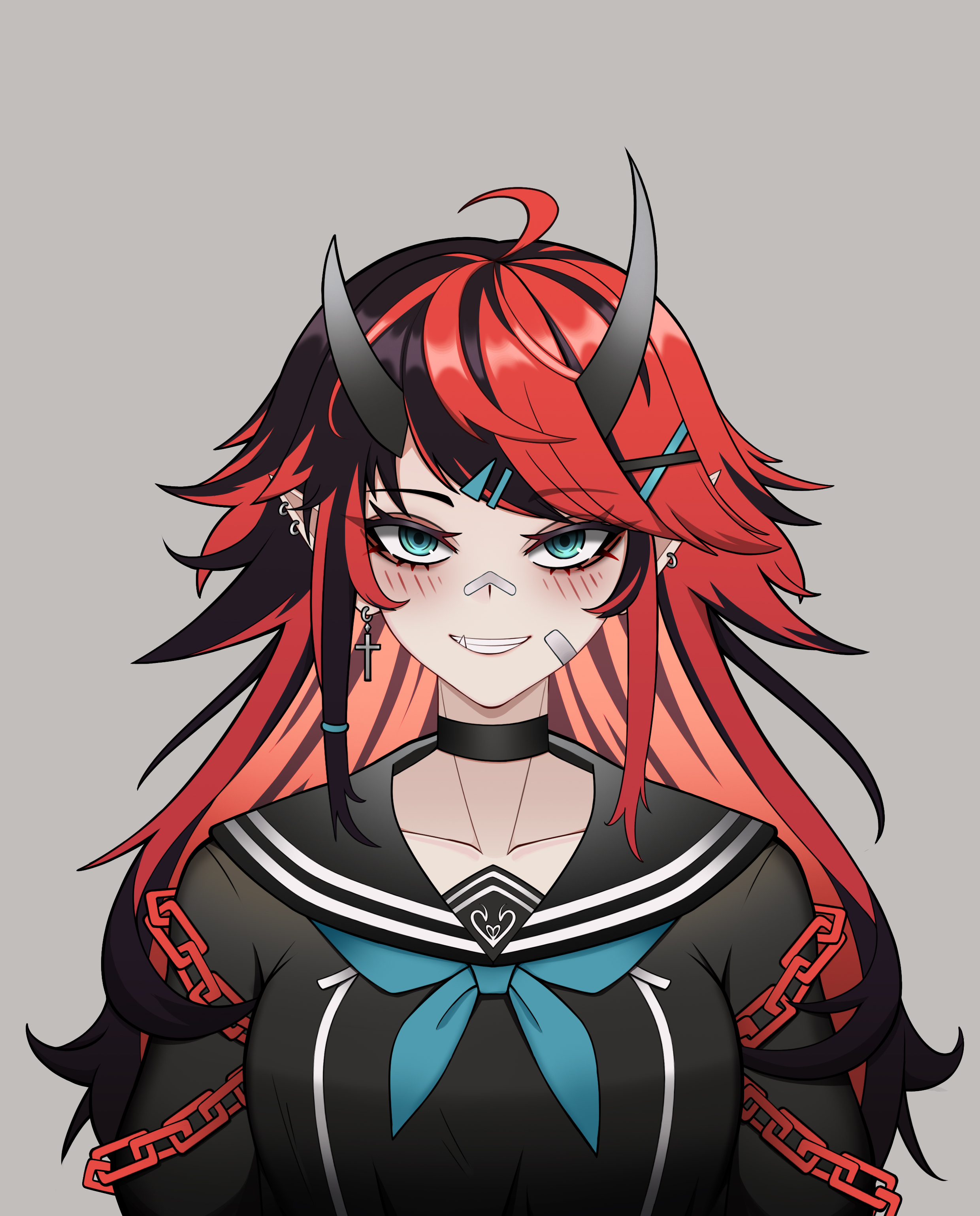 Safebooru - 1girl absurdres ahoge bandaid bandaid on cheek bandaid on face bandaid on nose bangs ...