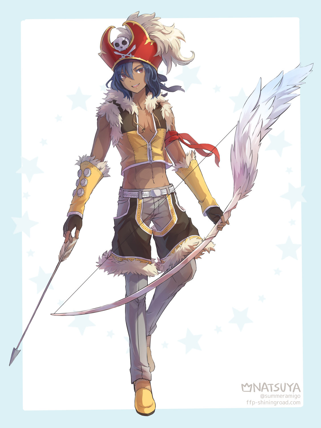 Safebooru - 1boy armband arrow (projectile) bangs black hair bow (weapon) brown eyes brown ...