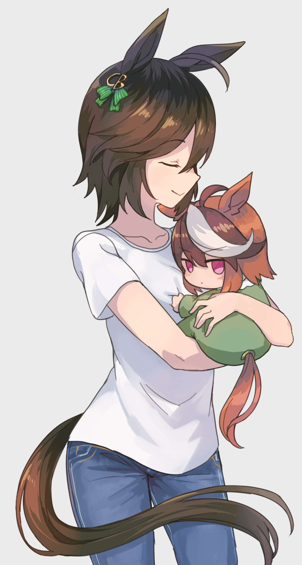 Safebooru - 2girls aged down ahoge alternate costume alternate hairstyle animal ears brown hair ...