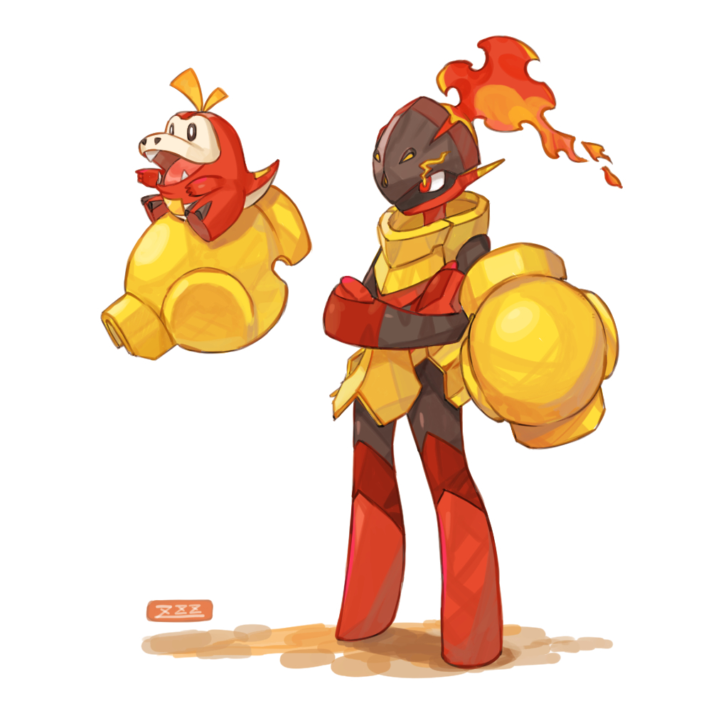 Safebooru - armarouge commentary request crossed arms eye trail fire ...