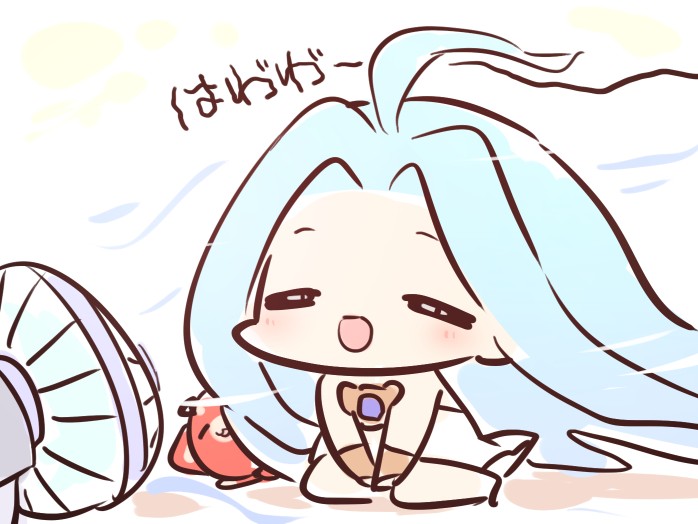 Safebooru - 1girl ahoge blue gemstone blue hair chibi closed eyes dress ...