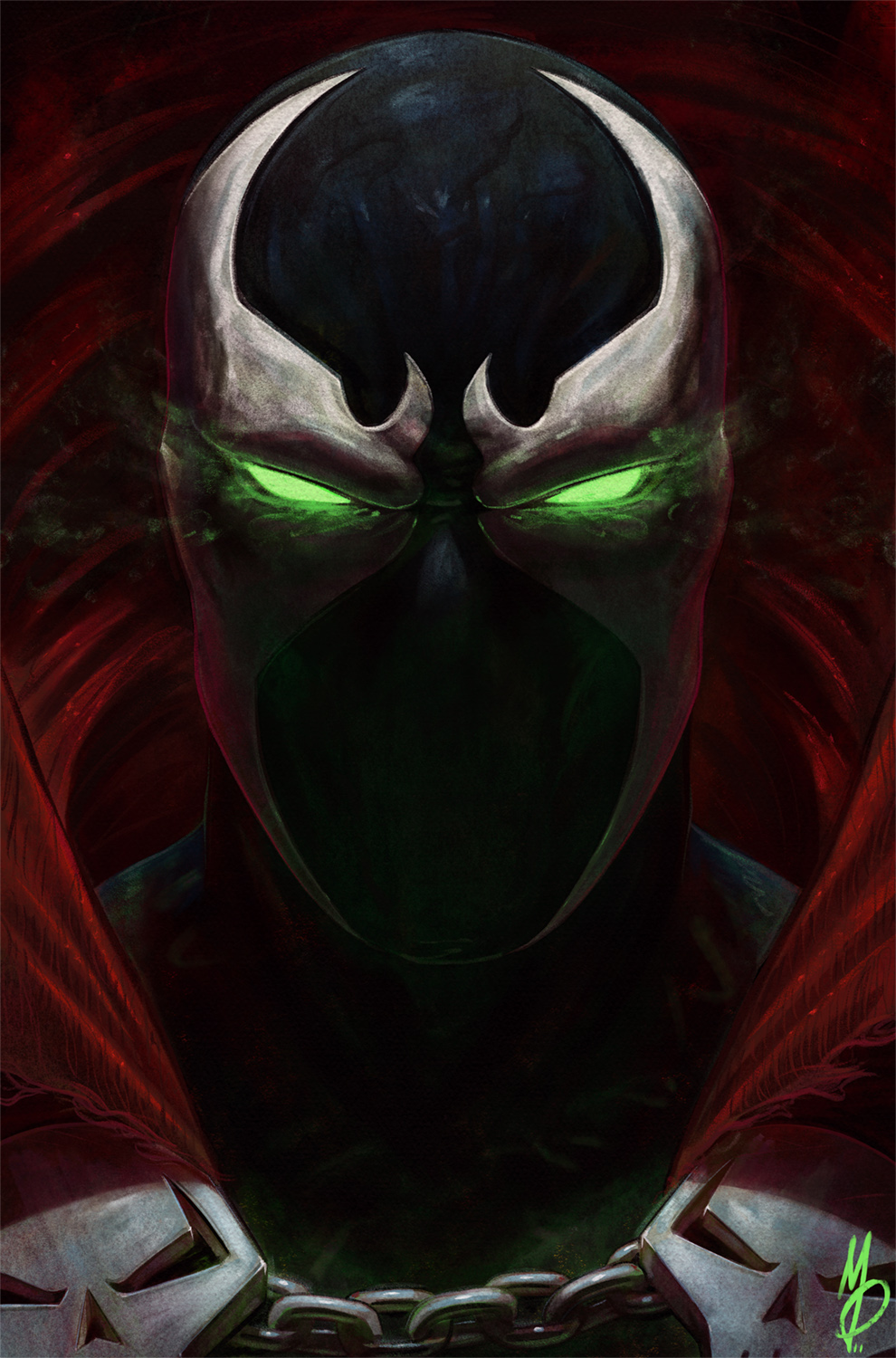 Safebooru - 1boy bodysuit cape glowing glowing eyes green eyes highres ...