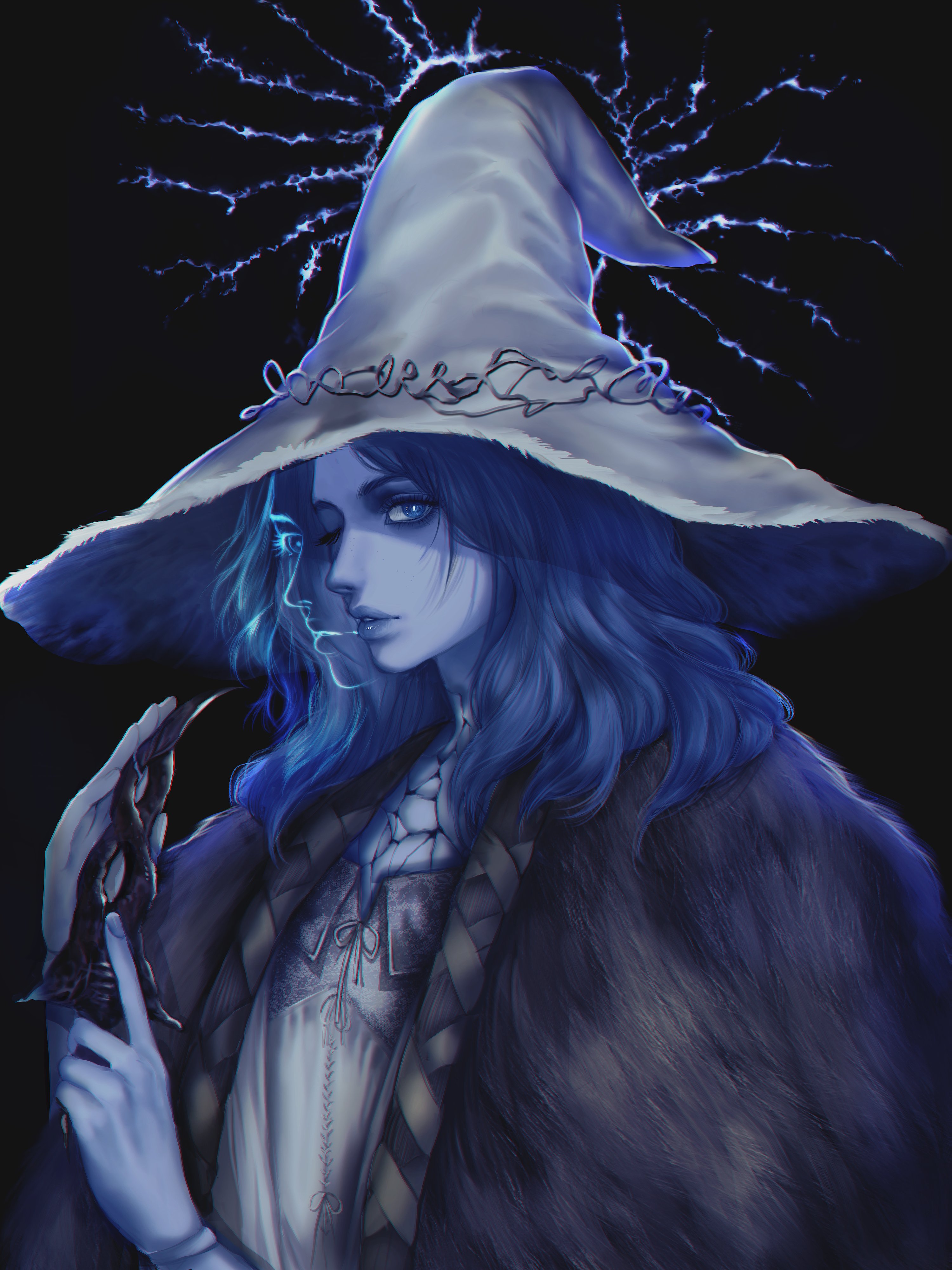 Safebooru - 1girl absurdres bangs black background black knife (elden ...