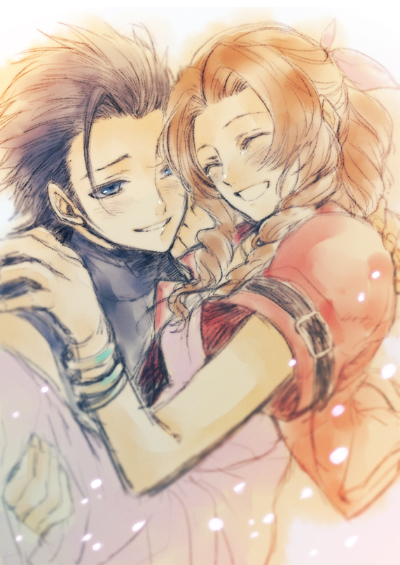 Safebooru 1boy 1girl Aerith Gainsborough Armor Black Hair Blue Eyes 4445