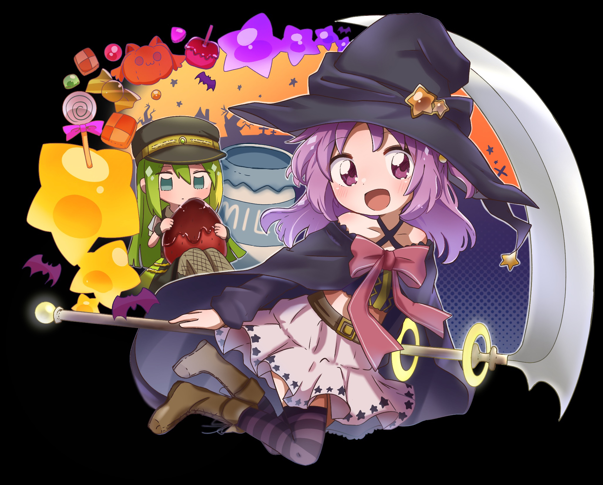 Safebooru - 2girls alina gray aqua eyes arm warmers bangs belt black cape black headwear black ...