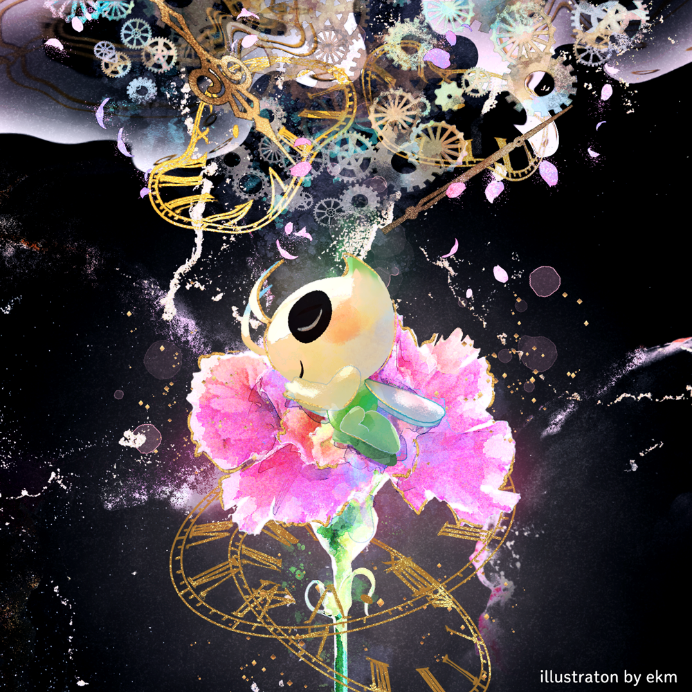 Safebooru - 1other antennae artist name black background blush celebi ...
