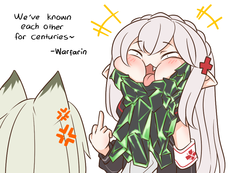 Safebooru - +++ anger vein animal ears arknights bangs black dress black sleeves blush braid ...