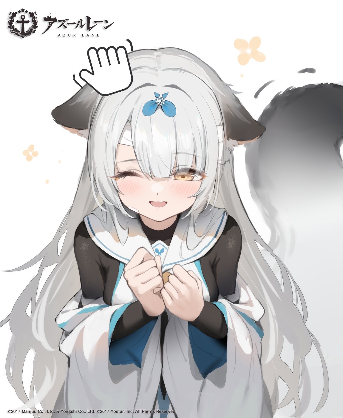 Safebooru - 1girl animal ears azur lane blush bodystocking disembodied limb grey hair headpat ...