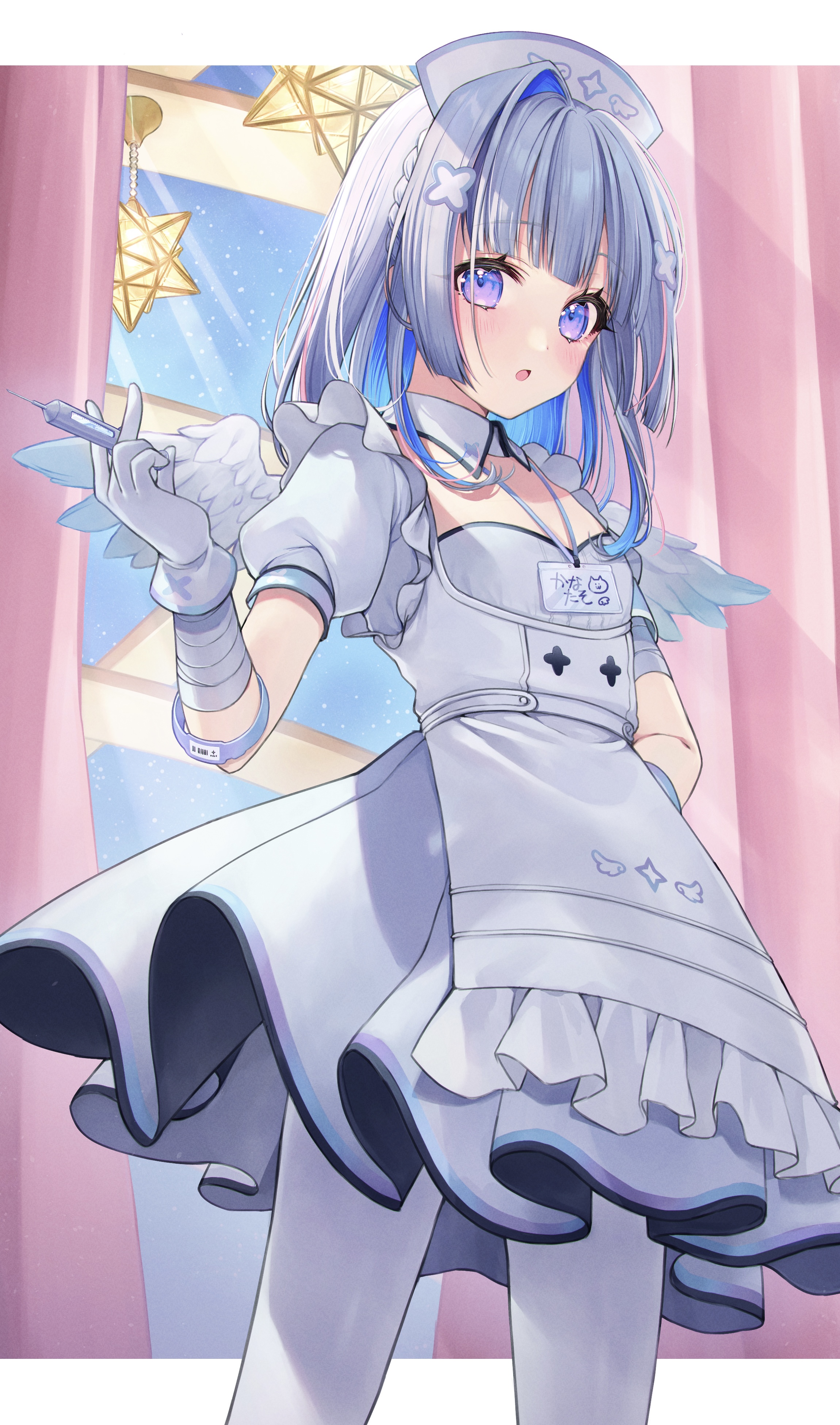 Safebooru - 1girl :o absurdres amane kanata angel angel wings apron bandaged arm bandages bangs ...