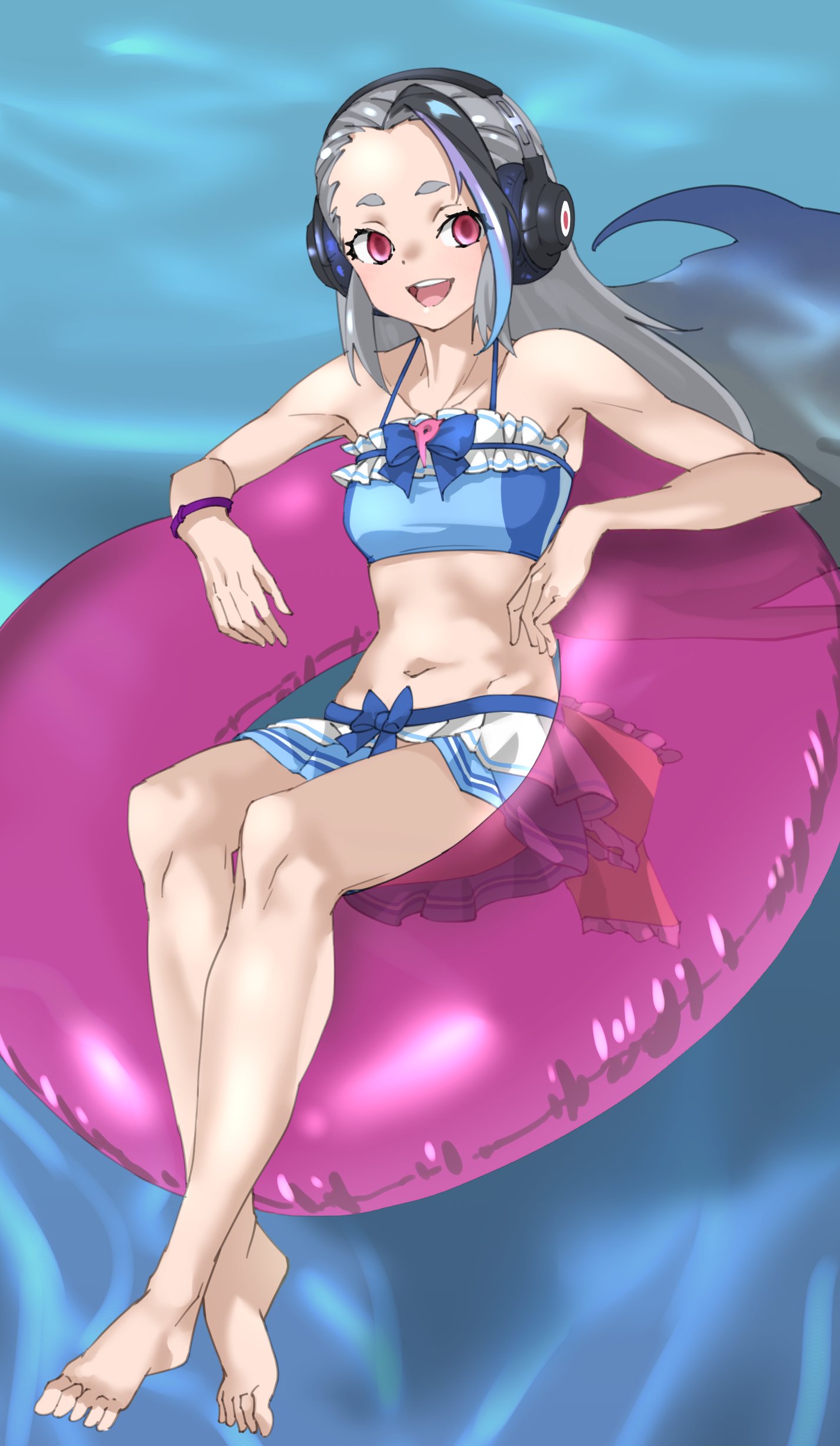 Safebooru - absurdres alternate costume bare legs bare shoulders barefoot bikini bikini skirt ...