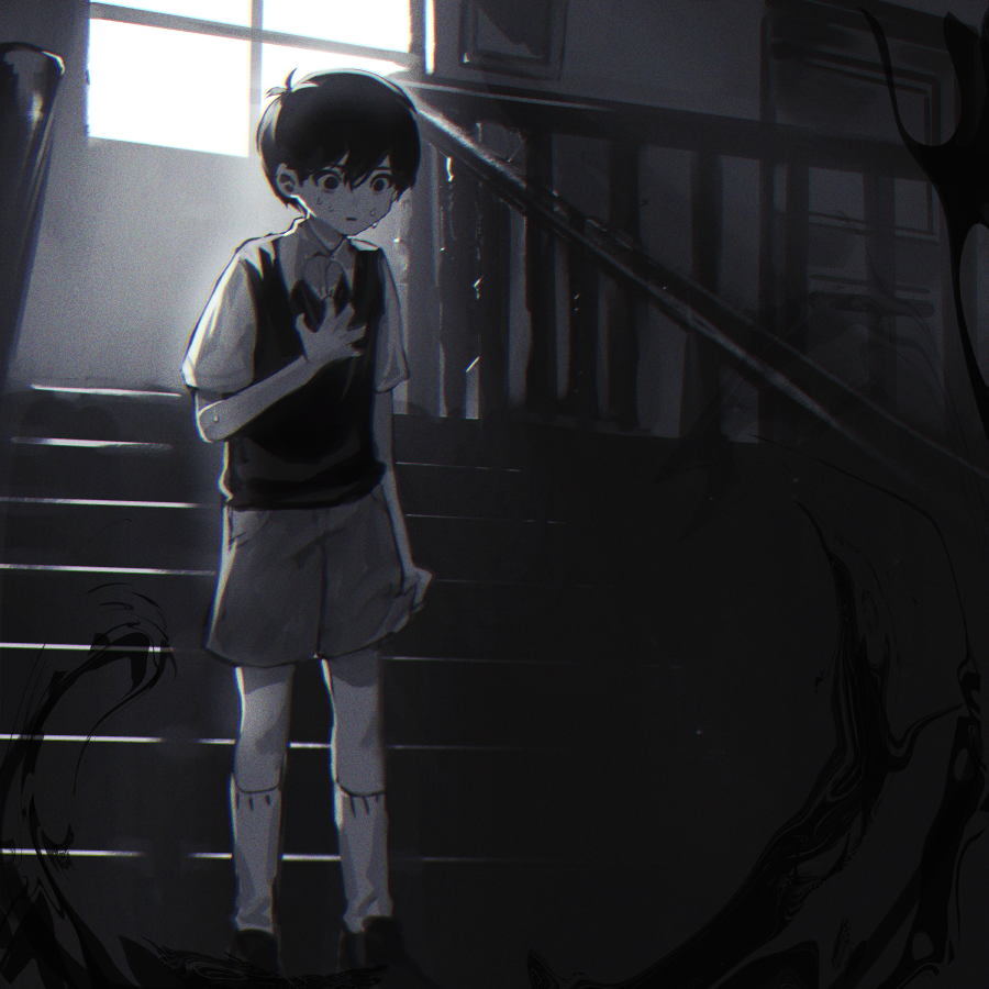 Safebooru - 1boy black eyes black hair black sweater vest collared shirt hand on own chest ...