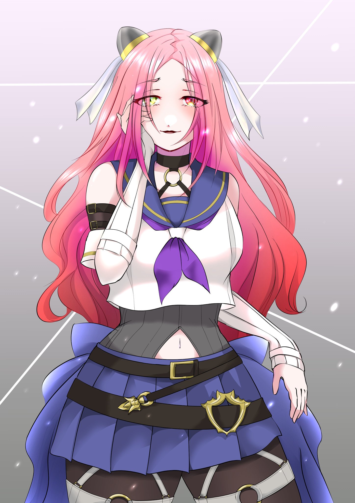 Safebooru - 1girl arm behind back assault lily bangs bare shoulders belt belt buckle black belt ...