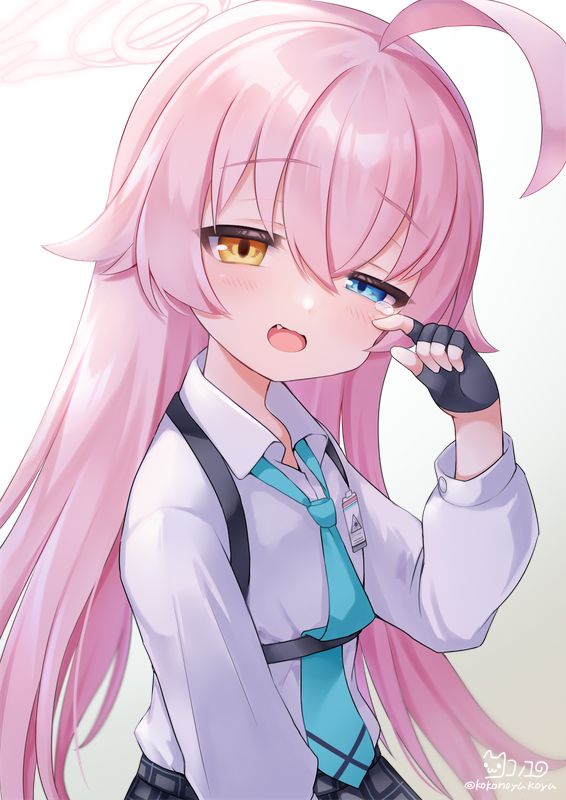 Safebooru - 1girl ahoge bangs black gloves blue archive blue eyes blue necktie collared shirt ...