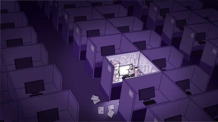 Safebooru - 1girl cubicle dark room demon girl gloves headset helltaker ...