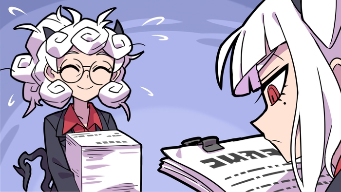 Safebooru - 2girls bangs black jacket blunt bangs collared shirt demon ...