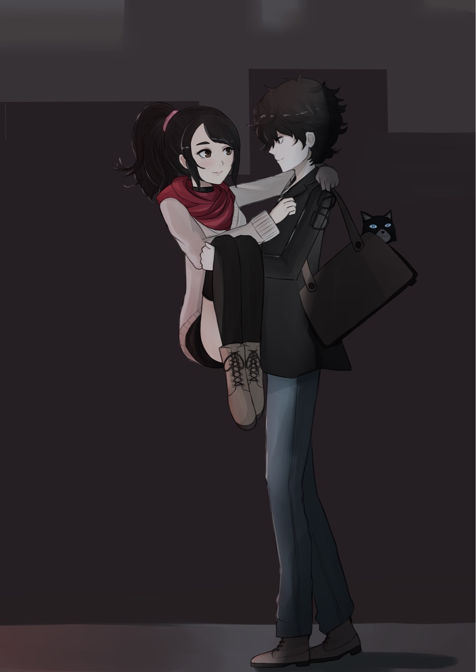 Safebooru - amamiya ren black hair carrying cryopon highres morgana ...