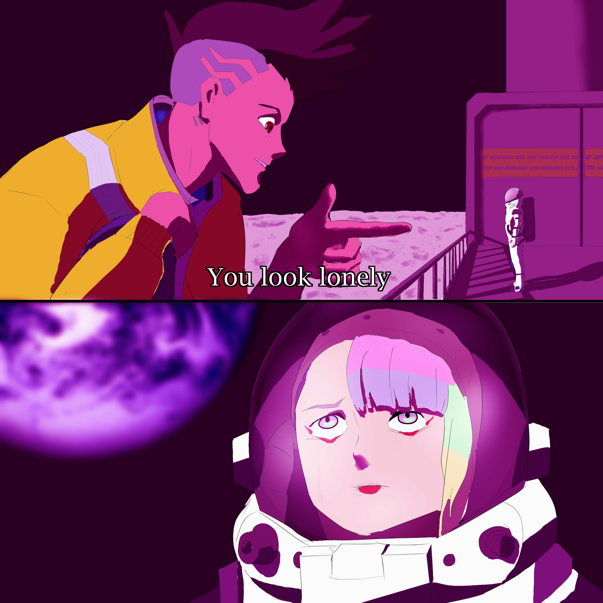 Safebooru - 1girl astronaut bangs cyberpunk cyberpunk (series ...