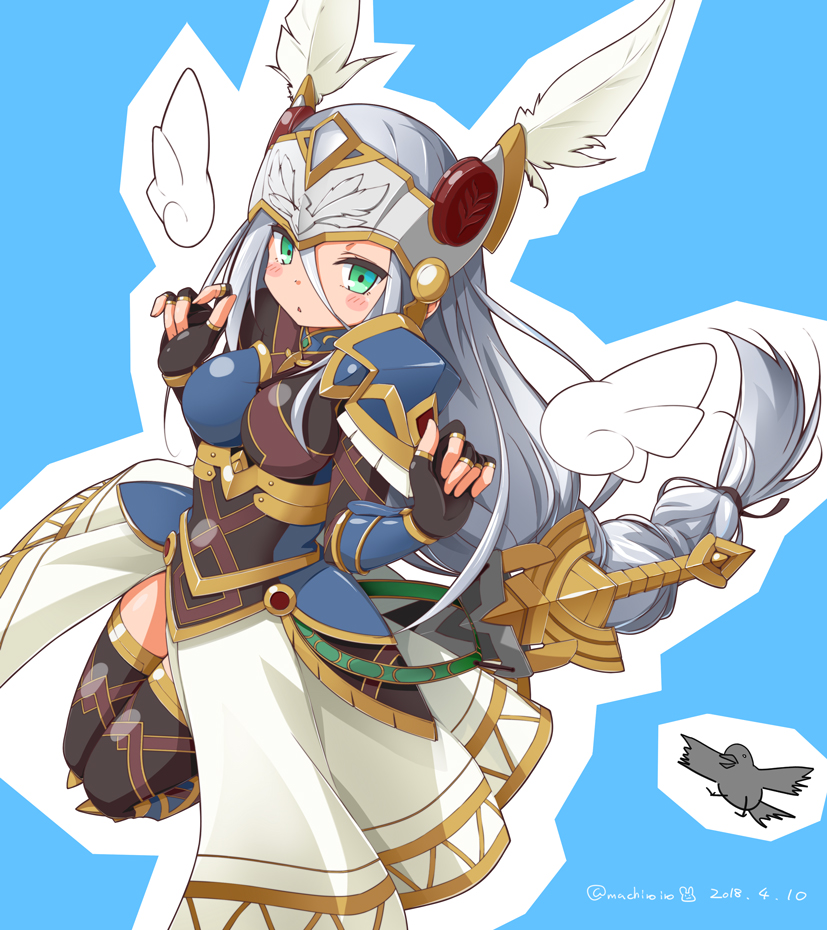 Safebooru - 1girl armor armored dress blue armor braid gold trim helmet kaeru neko lenneth ...