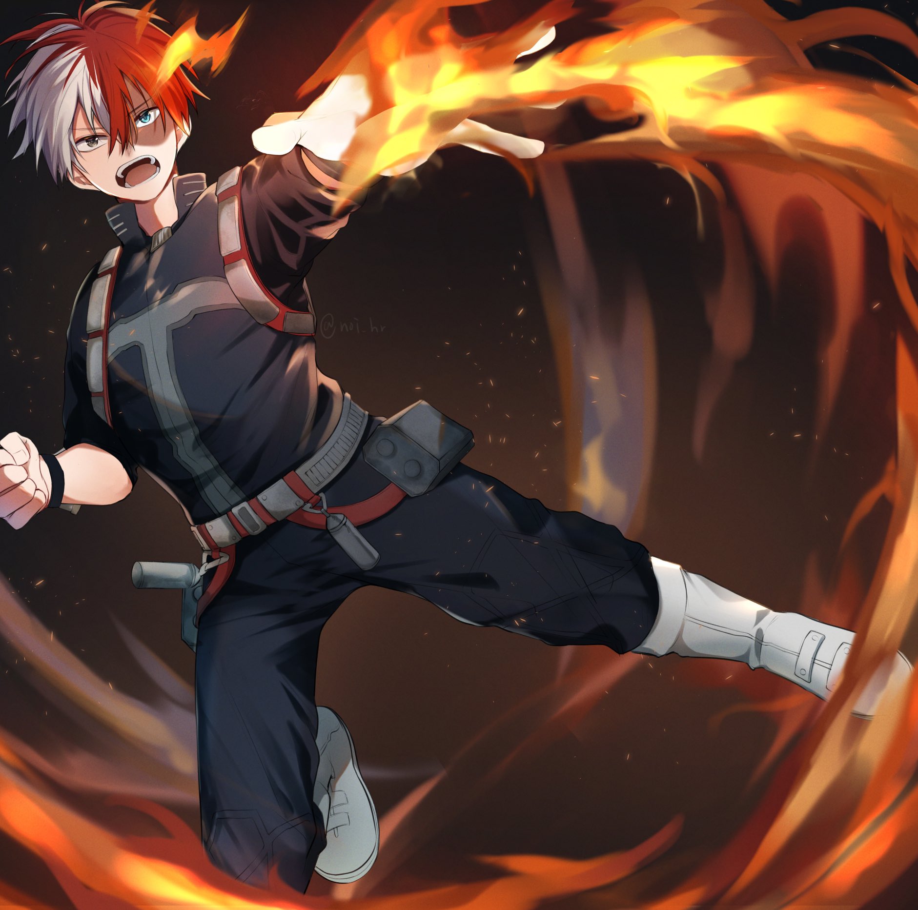 Safebooru - 1boy blue eyes boku no hero academia boots burn scar fire ...