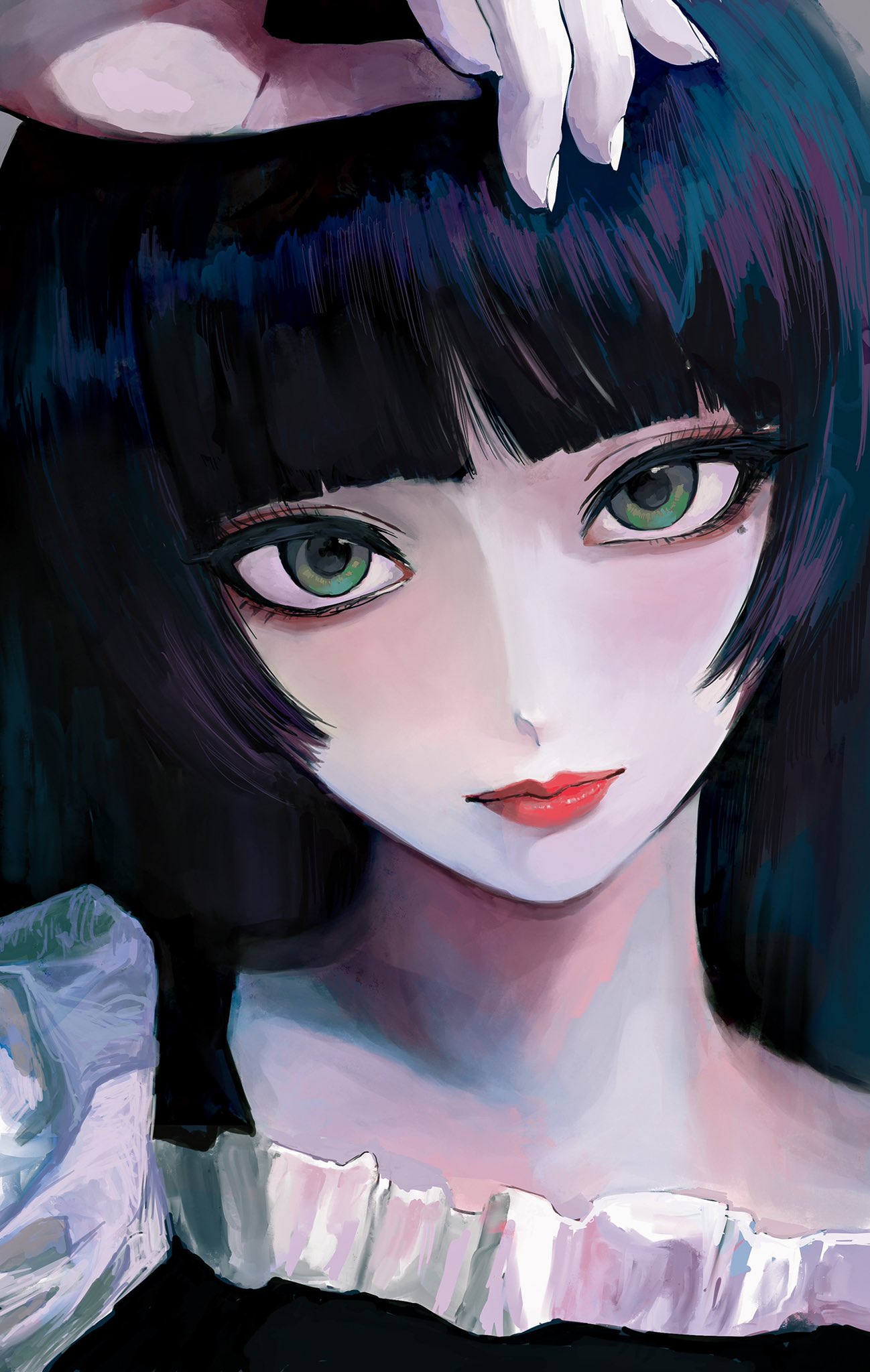Safebooru 1girl Bad Id Bad Twitter Id Bangs Black Hair Blunt Bangs
