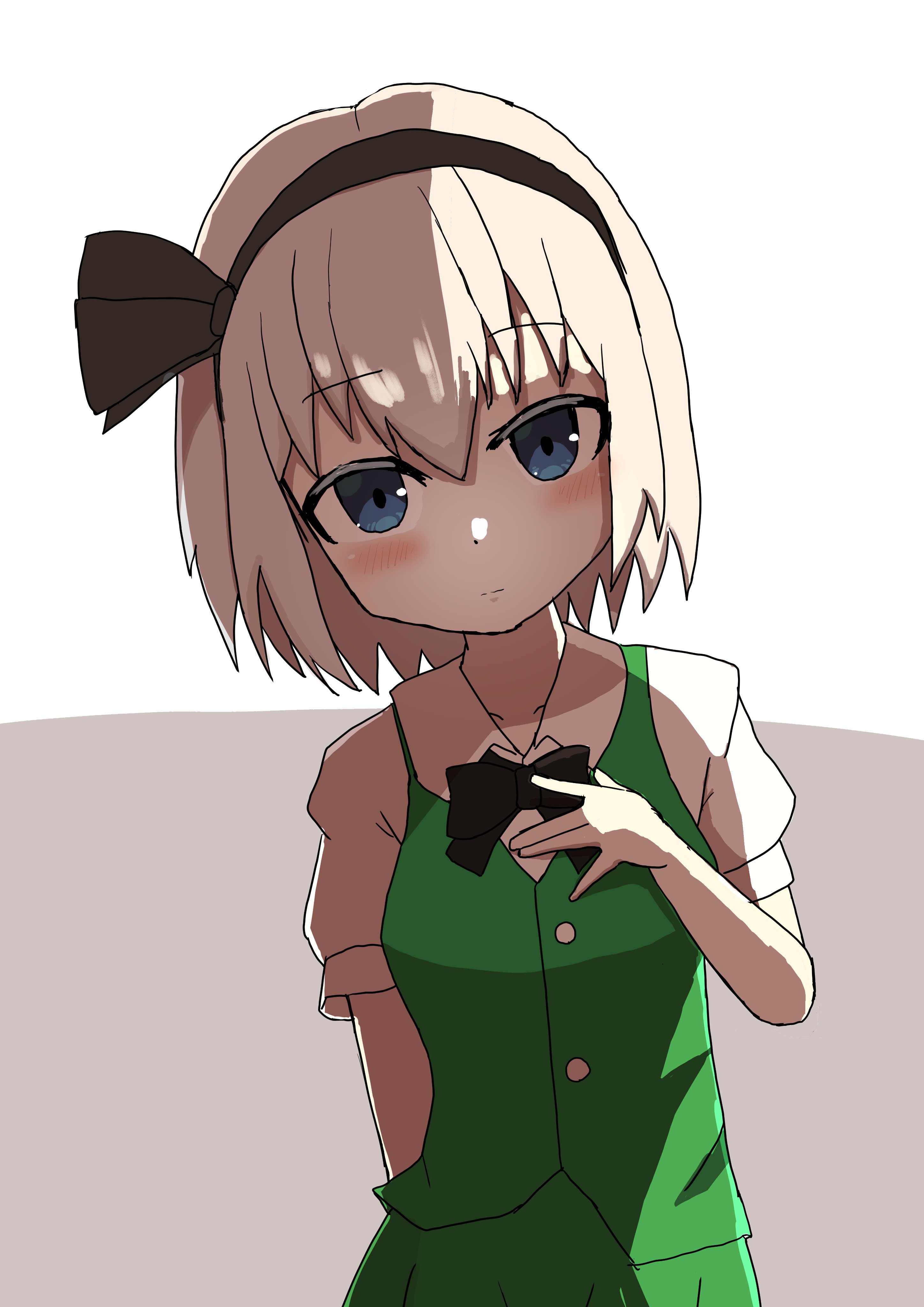 Safebooru - 1girl absurdres black bow black bowtie black hairband blue eyes bow bowtie closed ...