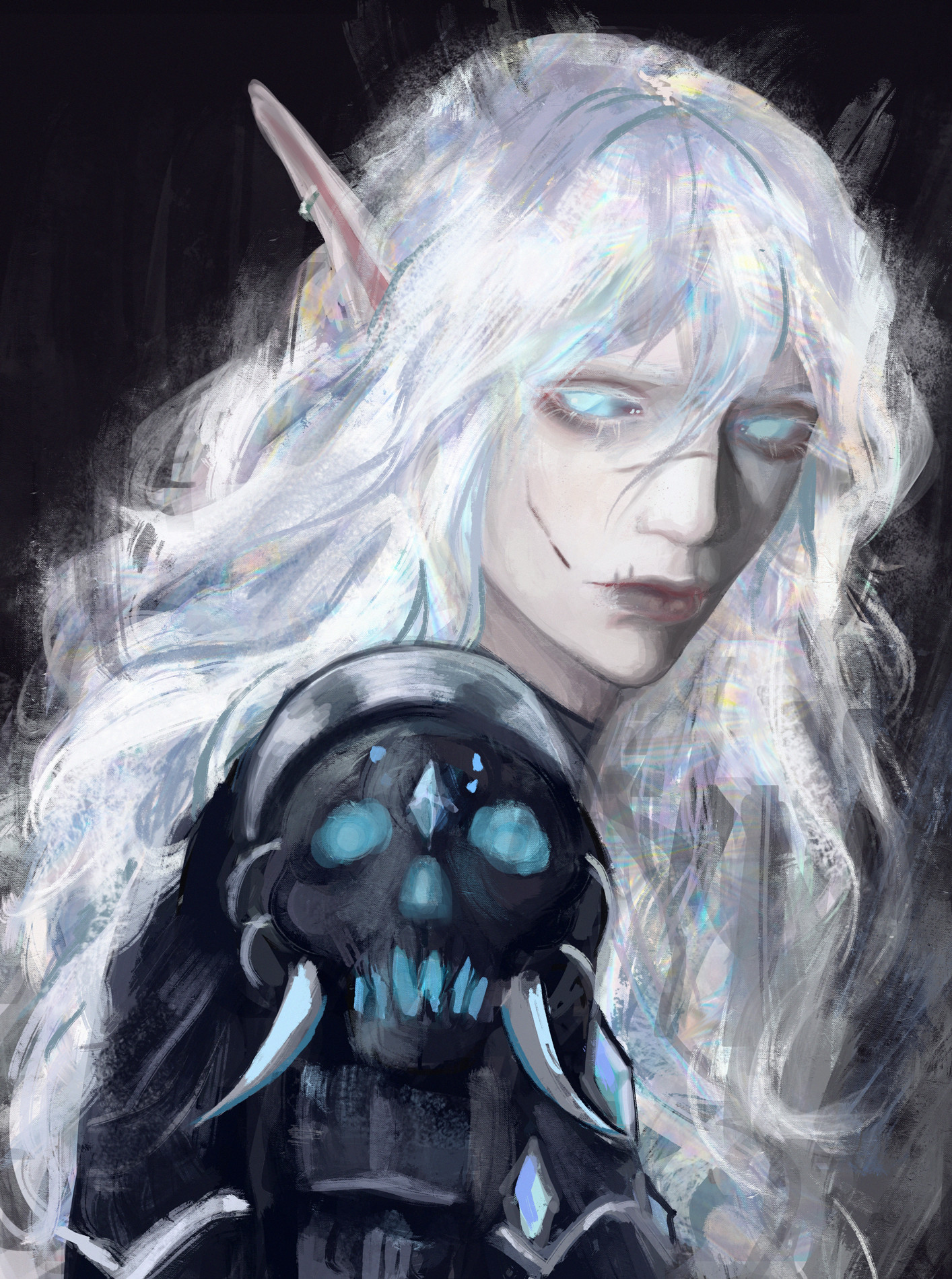 Safebooru - 1girl armor avatar (wow) blood elf (warcraft) blue eyes ...