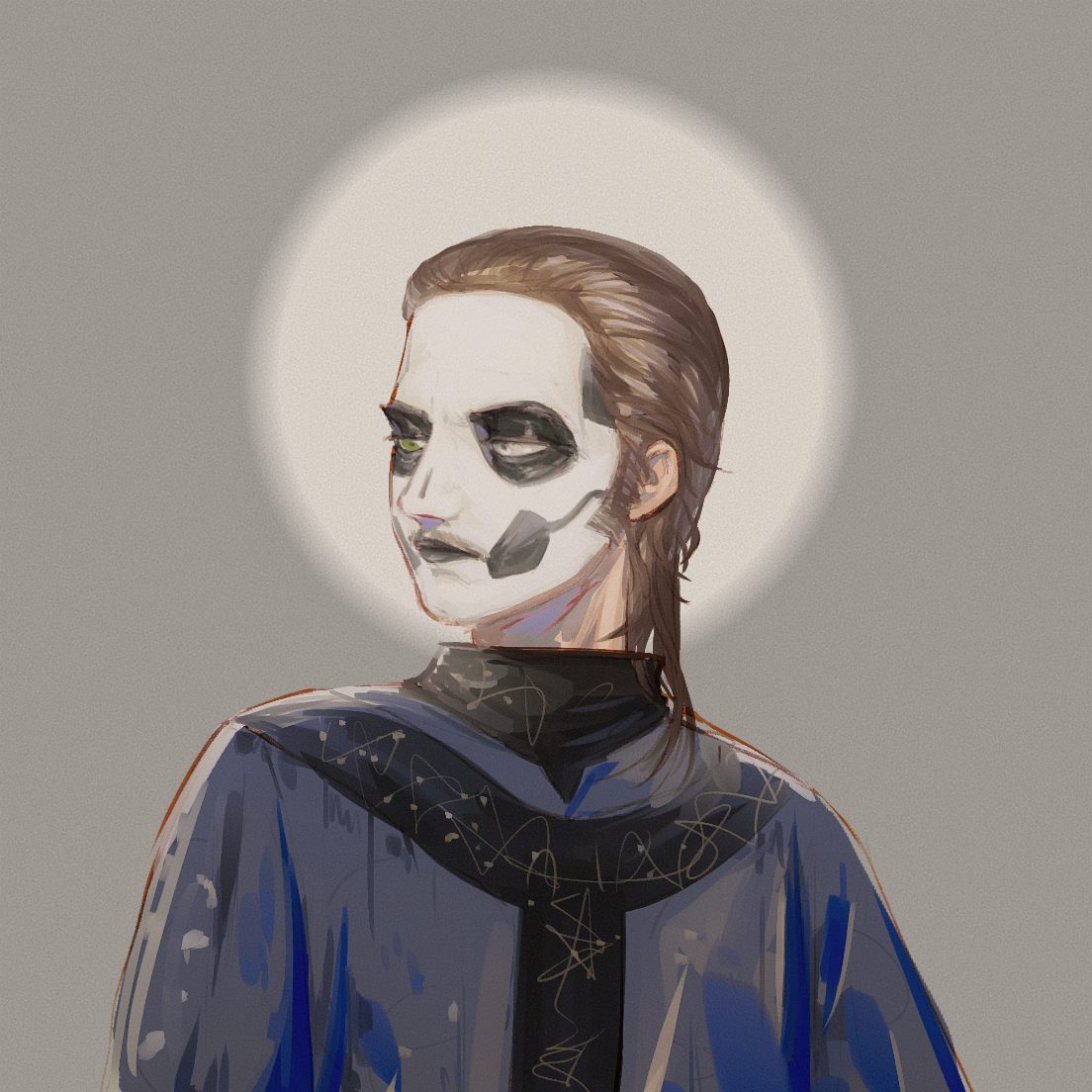 Safebooru - 1boy black lips blue robe brown hair erumil facial hair ...