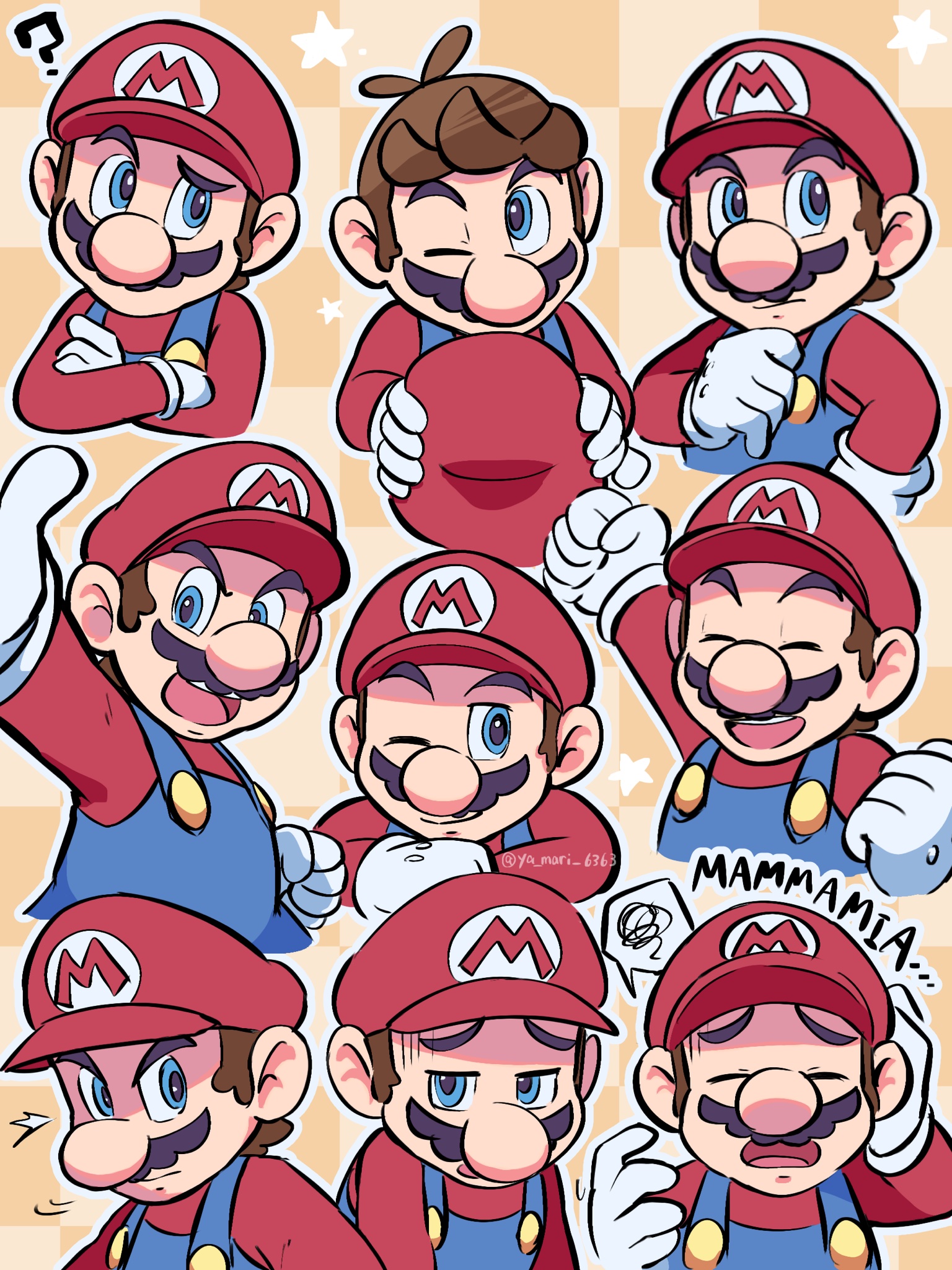 Safebooru - 1boy :d ;) = = ? ^ ^ big nose blue eyes blue overalls brown ...