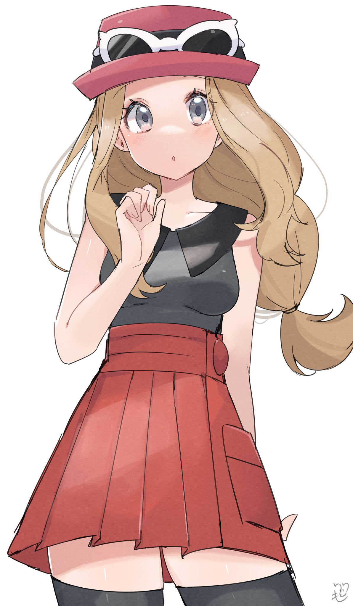 Safebooru - 1girl bangs bare shoulders black shirt black thighhighs ...