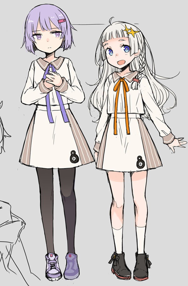 Safebooru - 2girls a.i. voice adapted costume aged down ahoge ayakura juu bangs black footwear ...