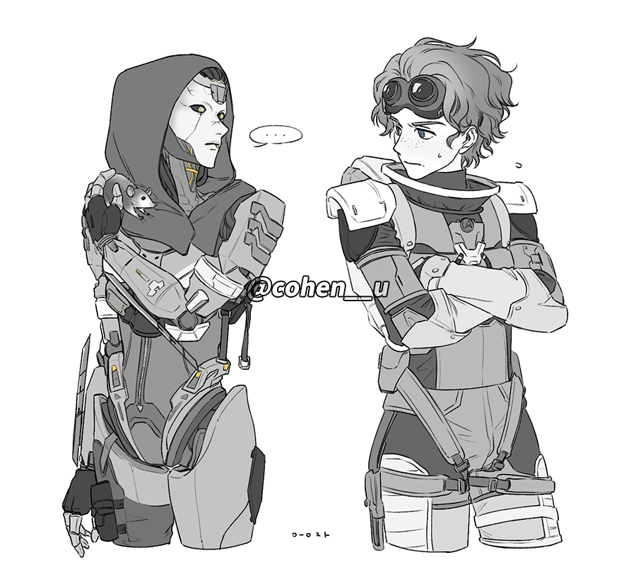 Safebooru - ... 2girls android animal on shoulder apex legends ash (titanfall 2) blue eyes ...