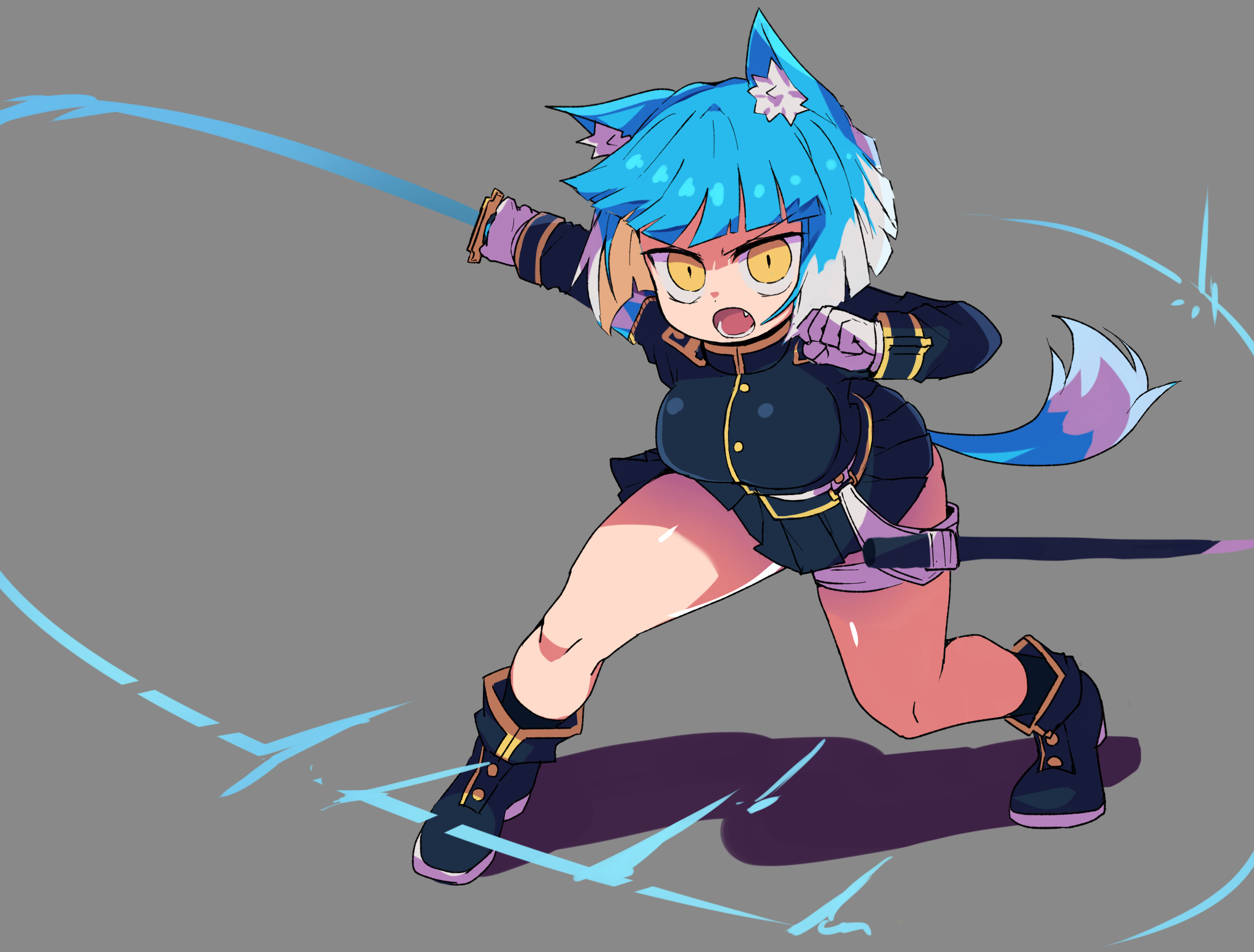 Safebooru - 1girl animal ear fluff animal ears armband asagi (bombergirl) bangs belt black ...