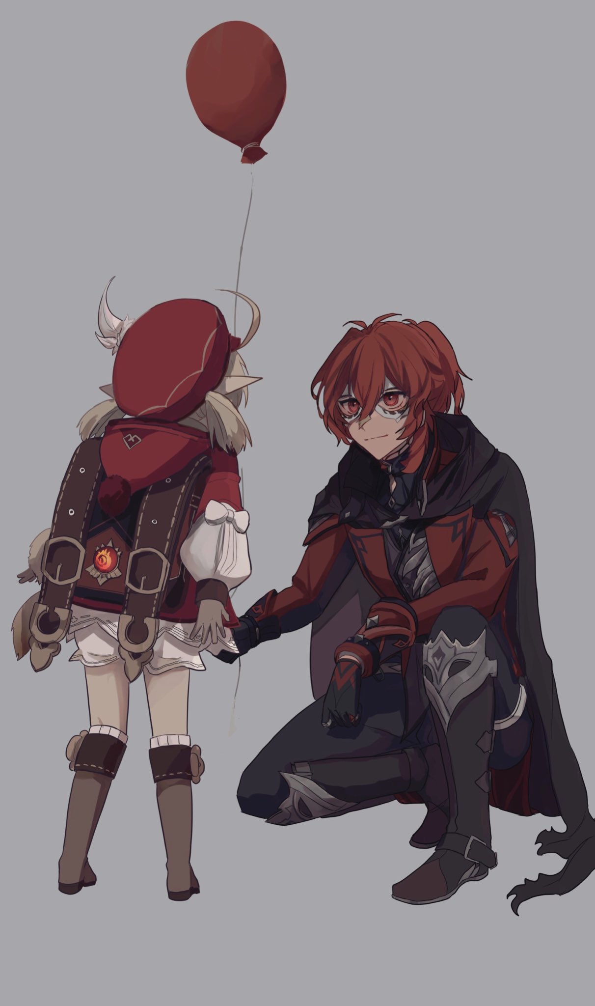 Safebooru - 1boy 1girl 403pa ahoge antenna hair backpack bag balloon ...