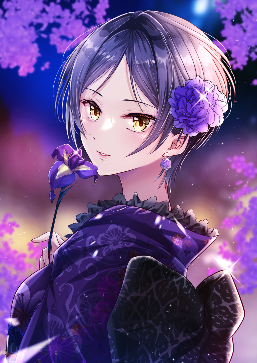 Safebooru - 1girl back bow blue hair blurry blurry background bow dark ...