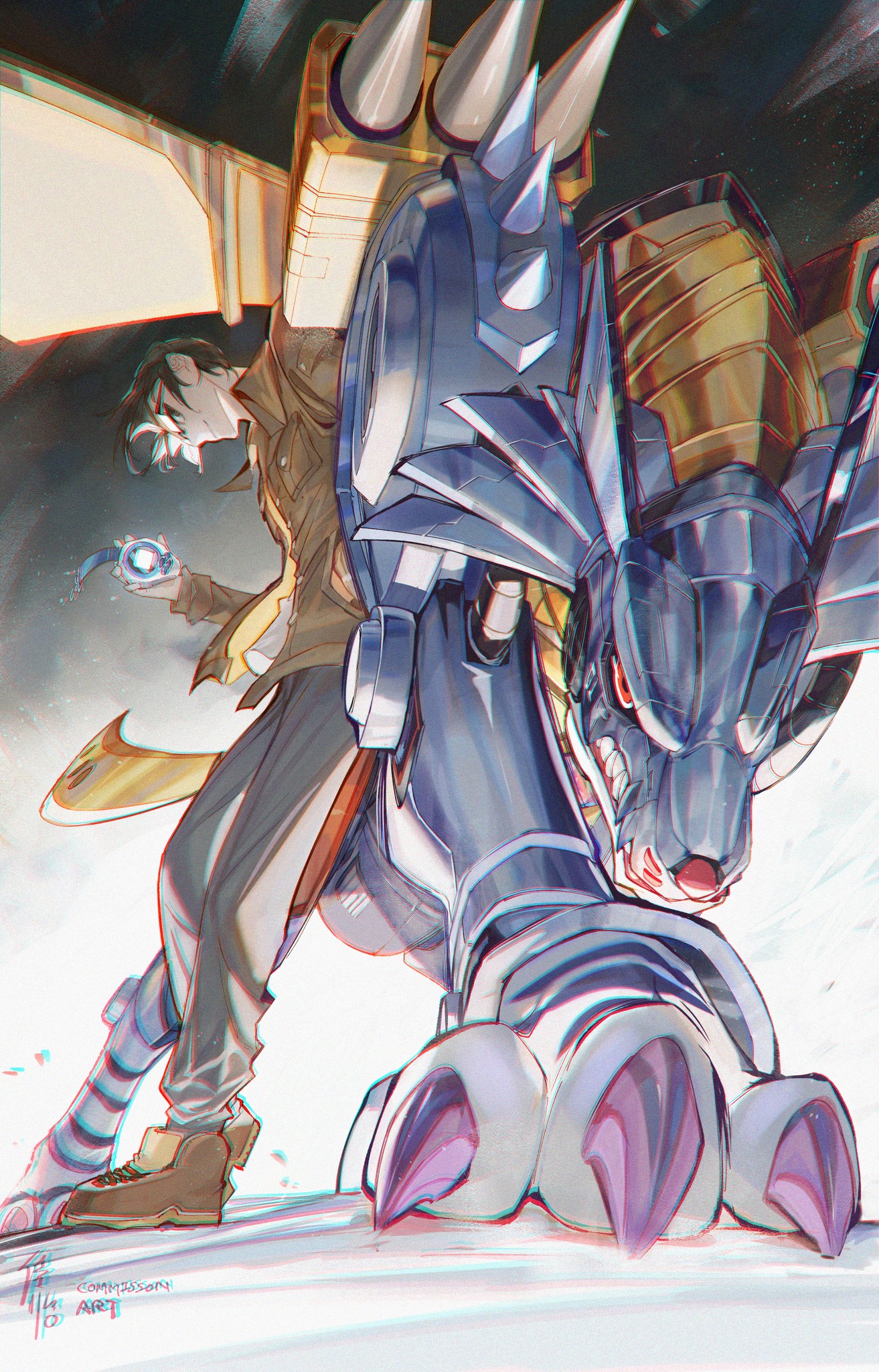 Safebooru - 1boy bangs black pants brown footwear brown hair brown ...