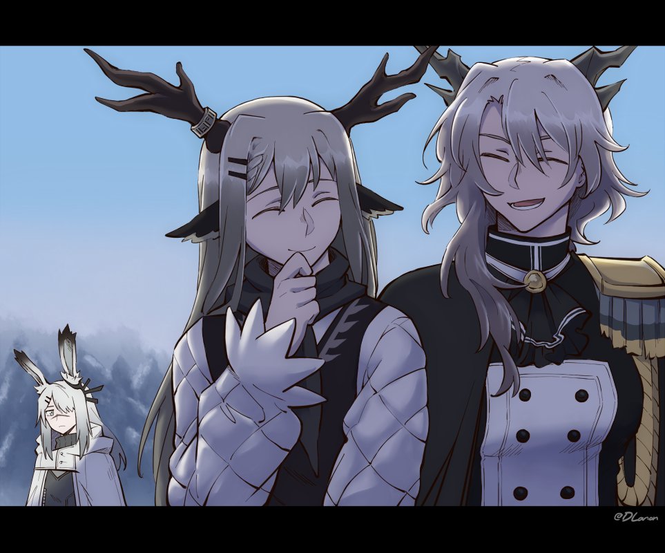 Safebooru - 3girls ^ ^ alina (arknights) animal ears arknights ascot black ascot black dress ...