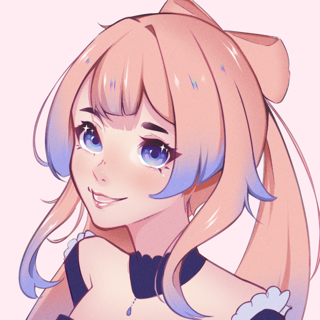 Safebooru - 1girl bangs black choker blue eyes blush choker colored tips detached sleeves ...