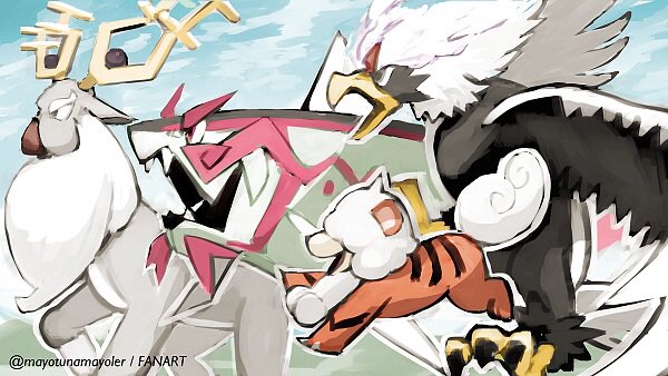 Safebooru - basculegion bird clouds day fish from side hisuian braviary ...