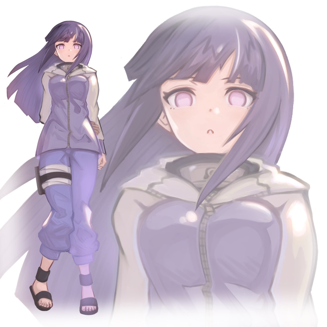 Safebooru - 1girl bandaged leg bandages bangs black hair blunt bangs byakugan empty eyes ...