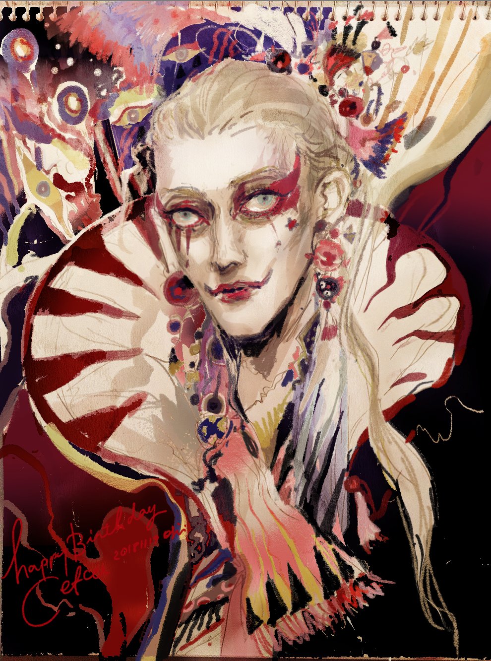 Safebooru - 1boy blonde hair cefca palazzo clown earrings final fantasy ...