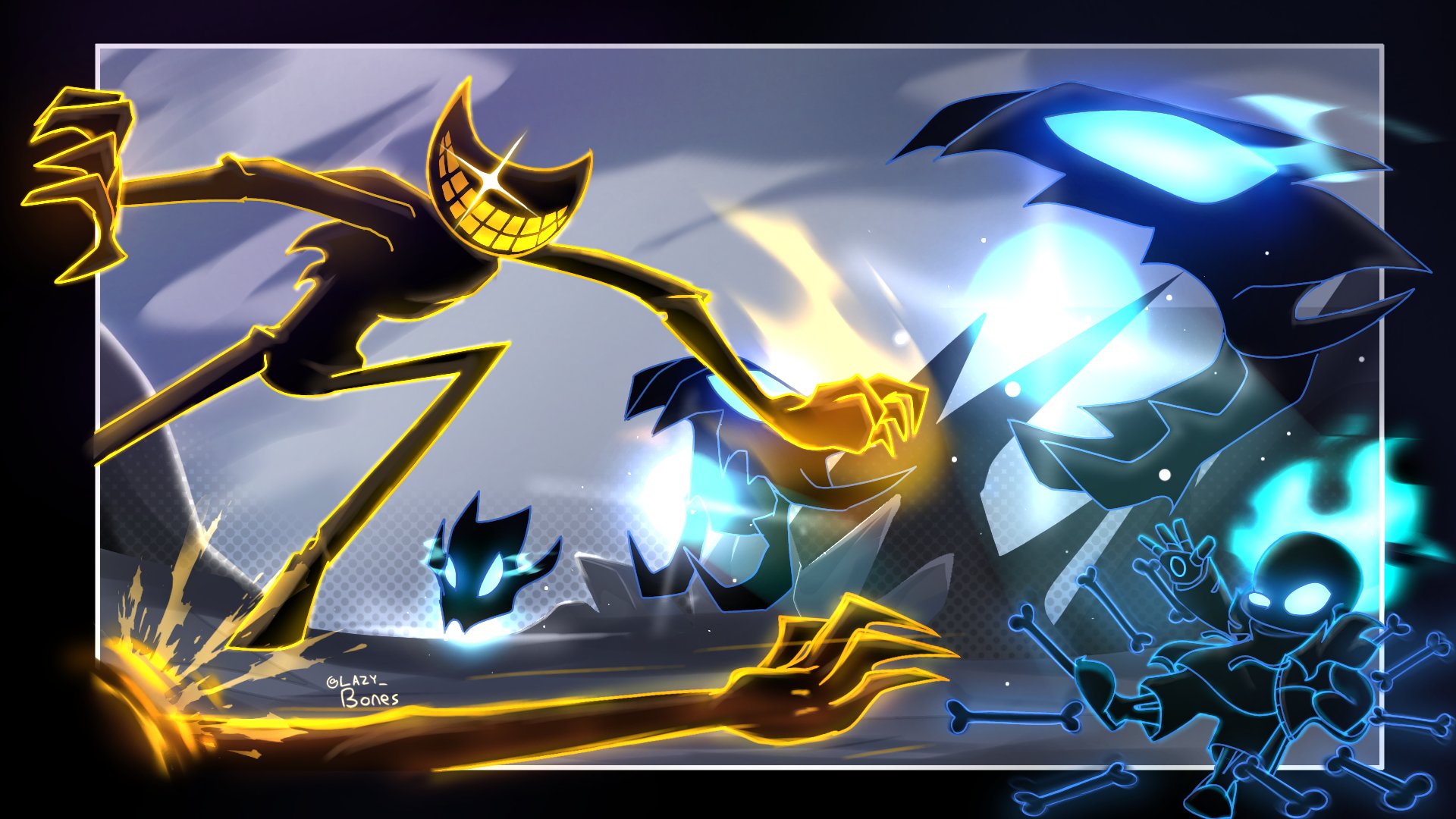 Safebooru - 2boys alternate form battle bendy bendy and the ink machine ...