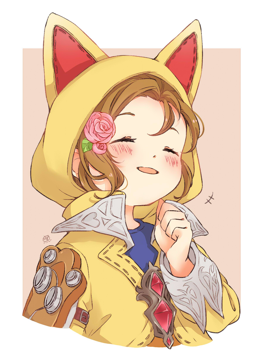 Safebooru - 1girl animal hood blush brown hair cat hood closed eyes final fantasy final fantasy ...