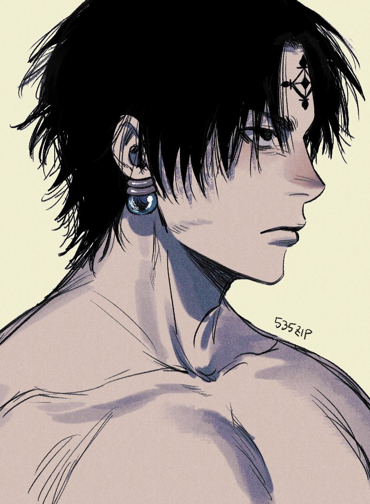 Safebooru - 1boy 535zip black hair chrollo lucilfer closed mouth ...
