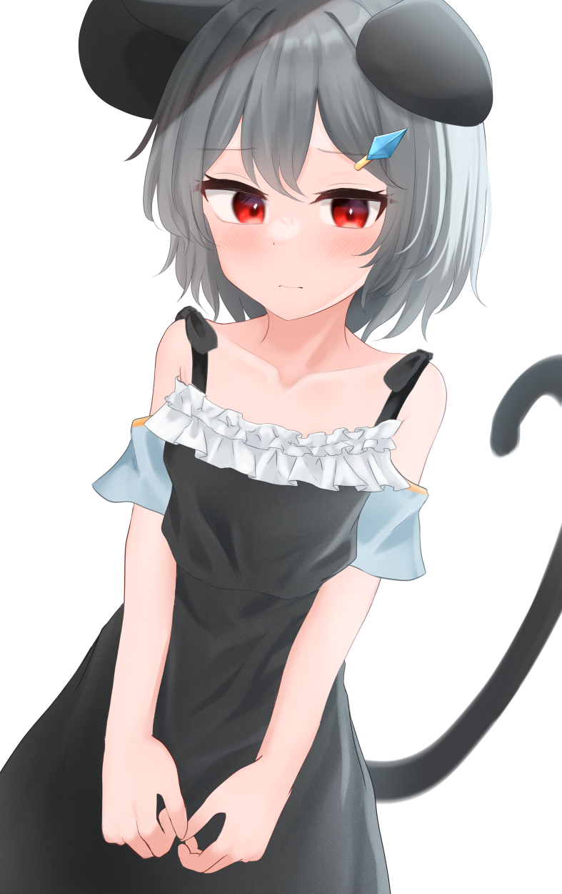 Safebooru - 1girl alternate costume animal ears bangs black dress blush breasts closed mouth ...
