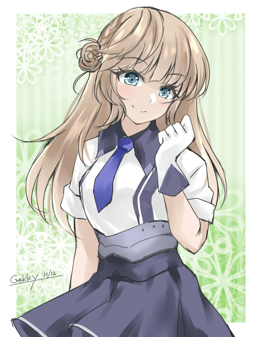 Safebooru - 1girl blue eyes blue necktie blue skirt braid commentary request gakky gloves hair ...