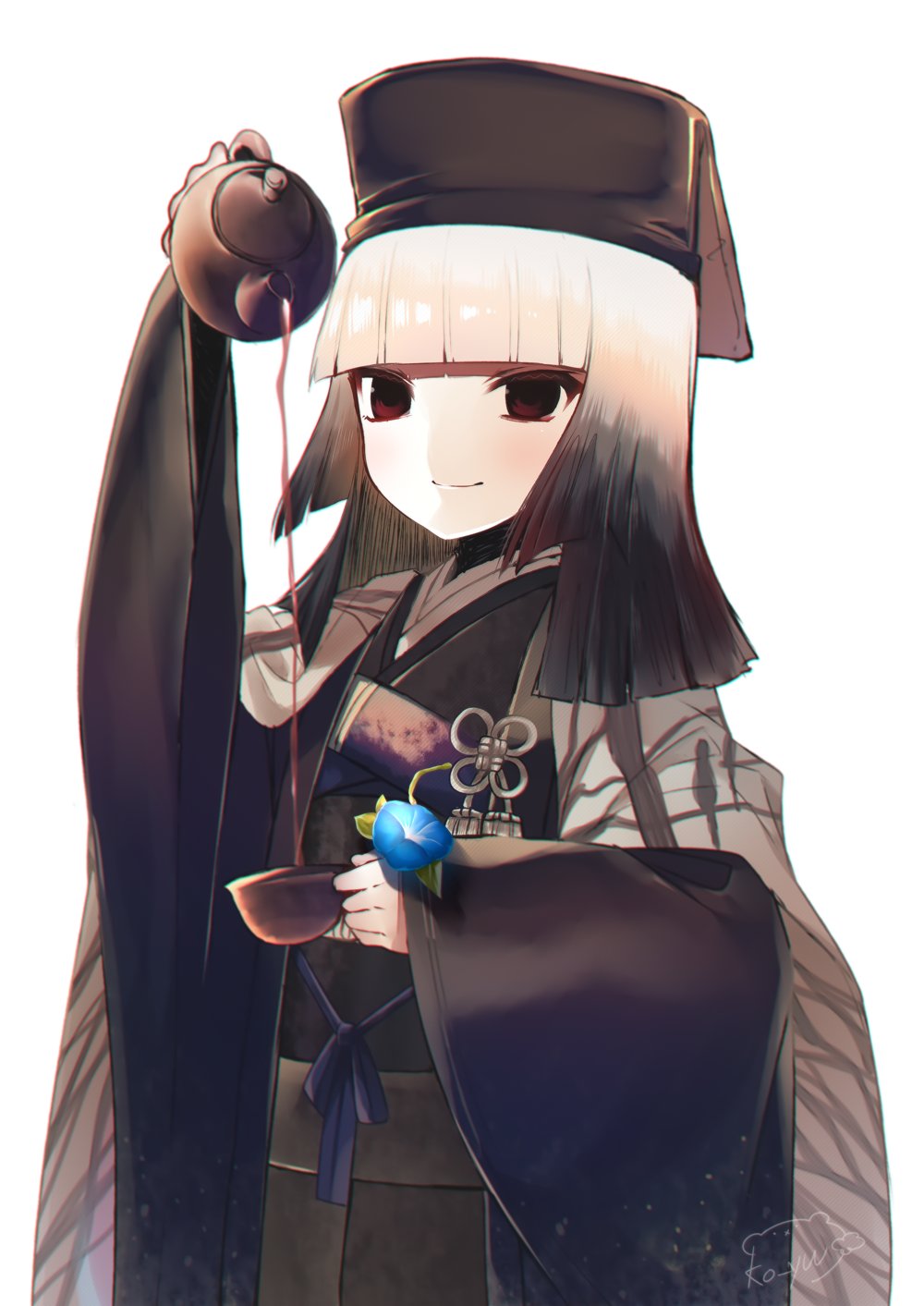 Safebooru - 1girl black eyes cup fate/grand order fate (series) flower ...