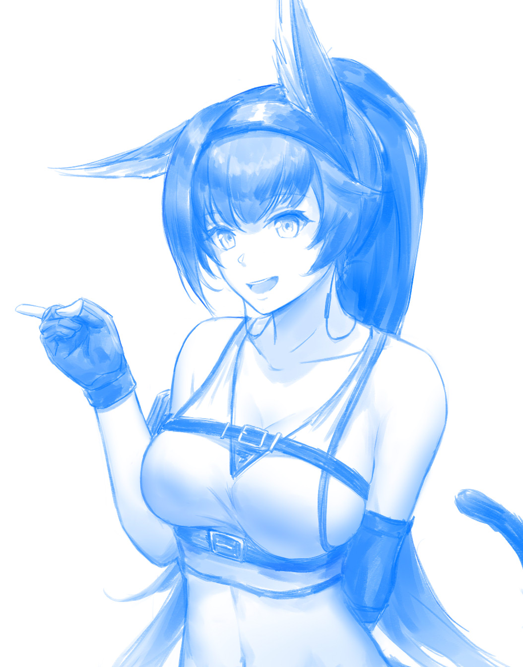 Safebooru - 1girl animal ears arknights bangs bare shoulders belt black gloves blaze (arknights ...