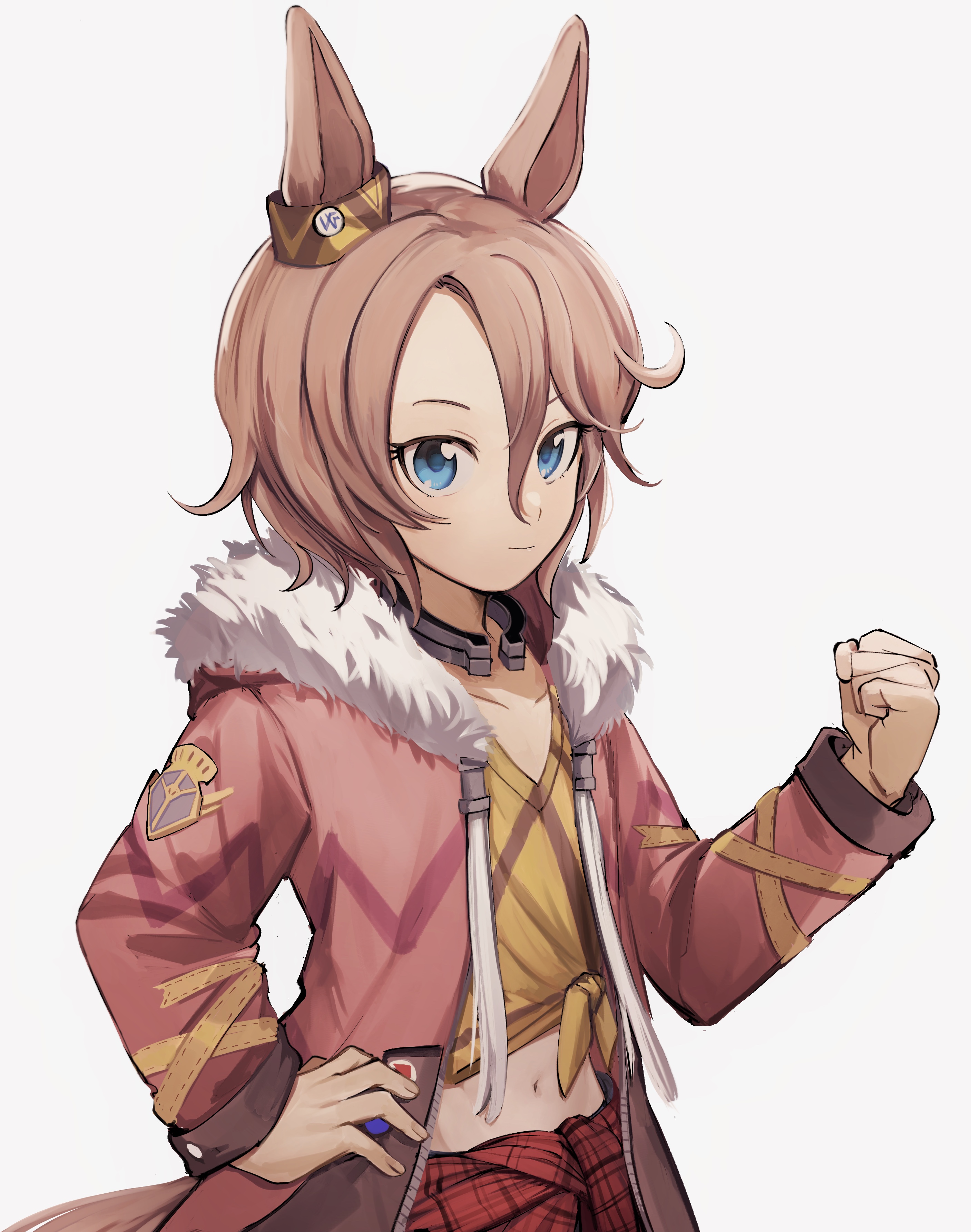 Safebooru - 1girl absurdres animal ears blue eyes bojue (hakus 1128) brown hair clenched hand ...