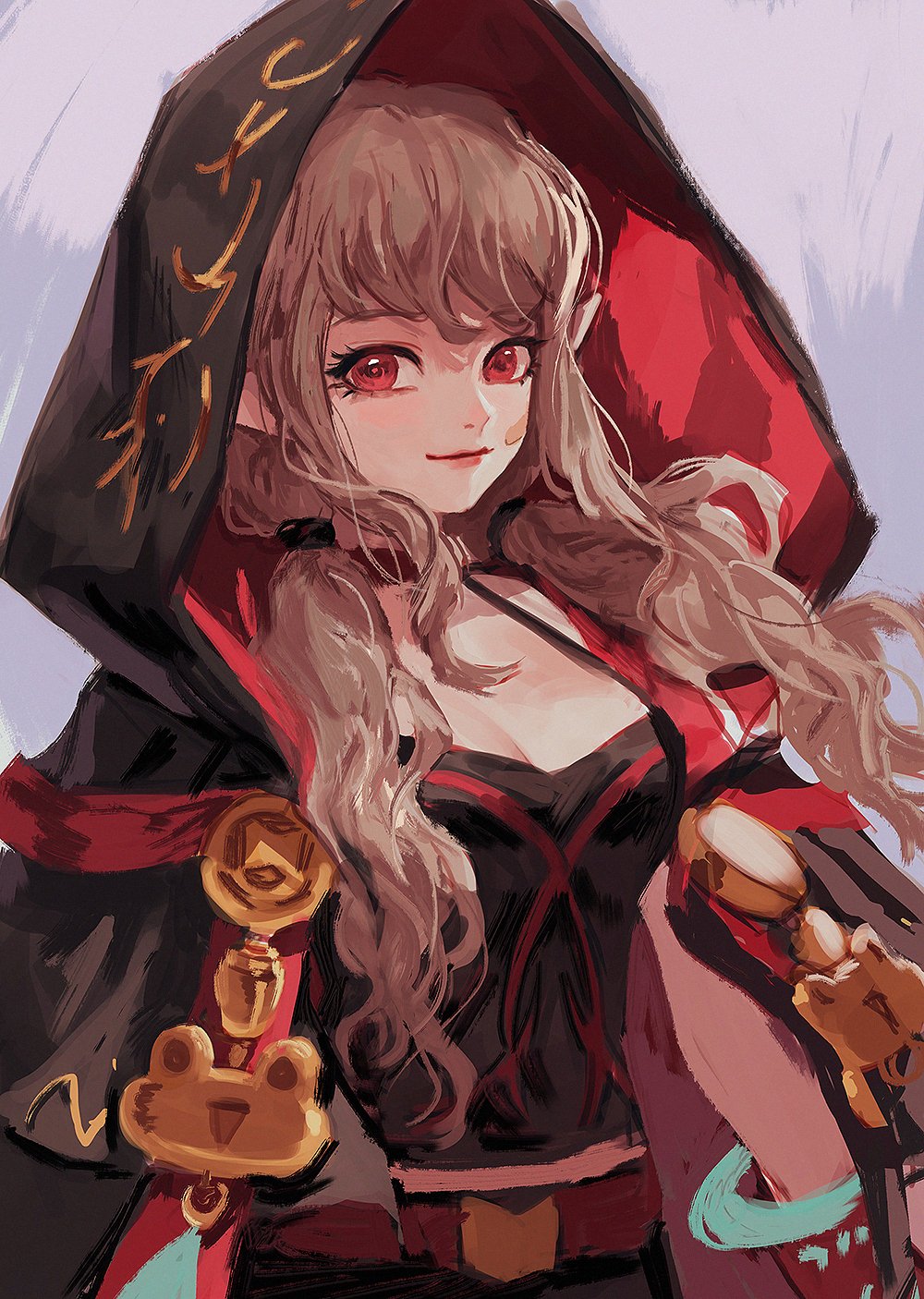 Safebooru - 1girl bakgae bandage on face bandages belt black cloak black shirt cloak closed ...