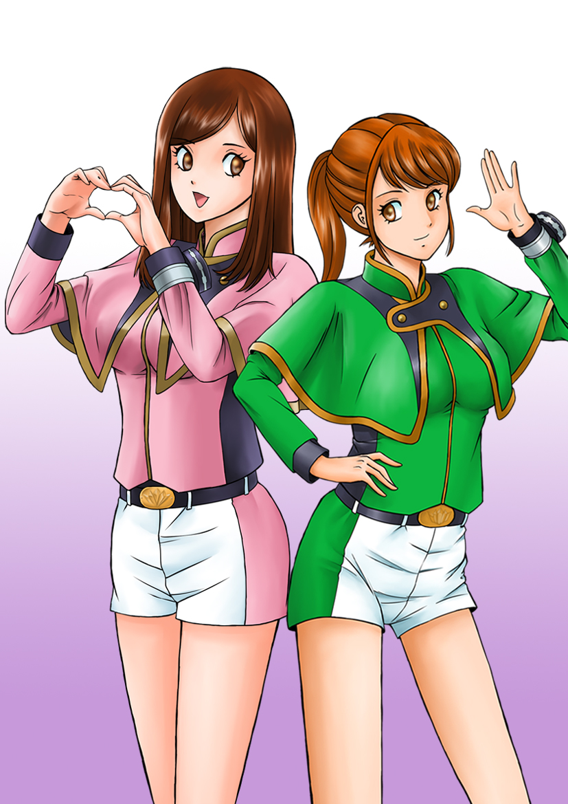 Safebooru - 2girls black hair brown eyes brown hair hayami sena iwa ...